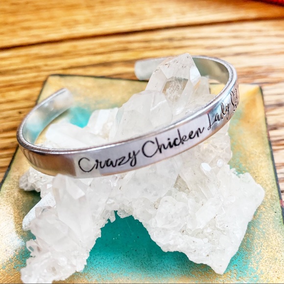 5 Stones Designs | Jewelry | Crazy Chicken Lady Handstamped Cuff ...